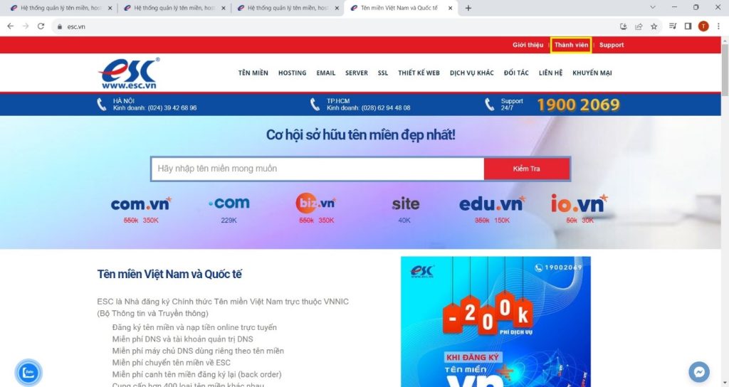 Hướng dẫn đăng ký tên miền .ID.VN - ESC - Nhà đăng ký tên miền