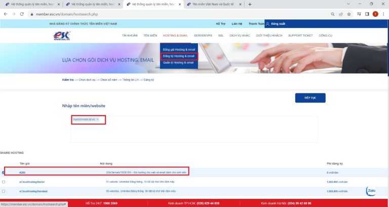Hướng dẫn đăng ký tên miền .ID.VN - ESC - Nhà đăng ký tên miền